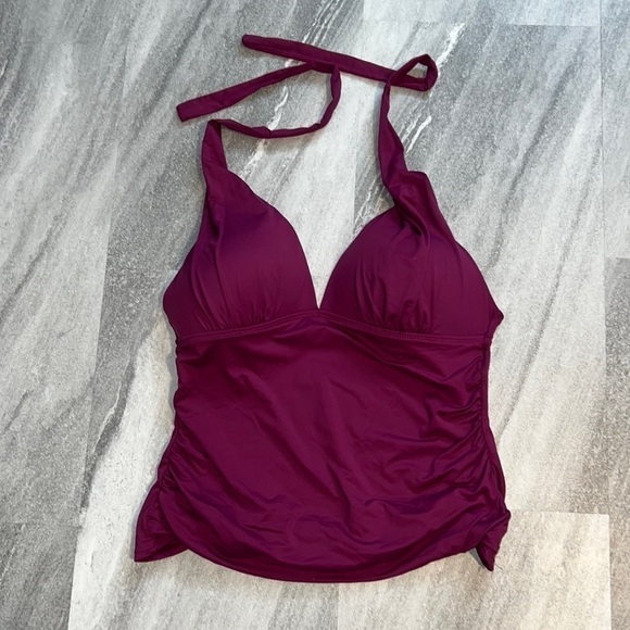 Apt. 9 | Swim | Deep Purple Padded Halter Swim Top Ruched Sides Size Xl ...
